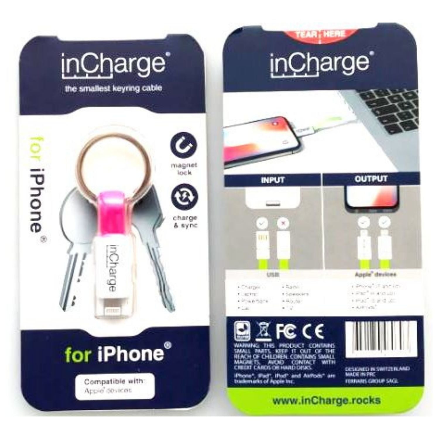 inCharge Keyring Pink iPhone Charging Cable